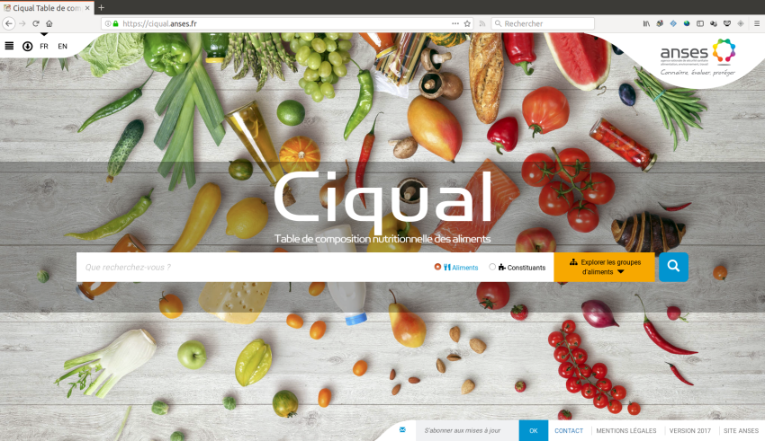 Travail dirigé sur les fiches CIQUAL